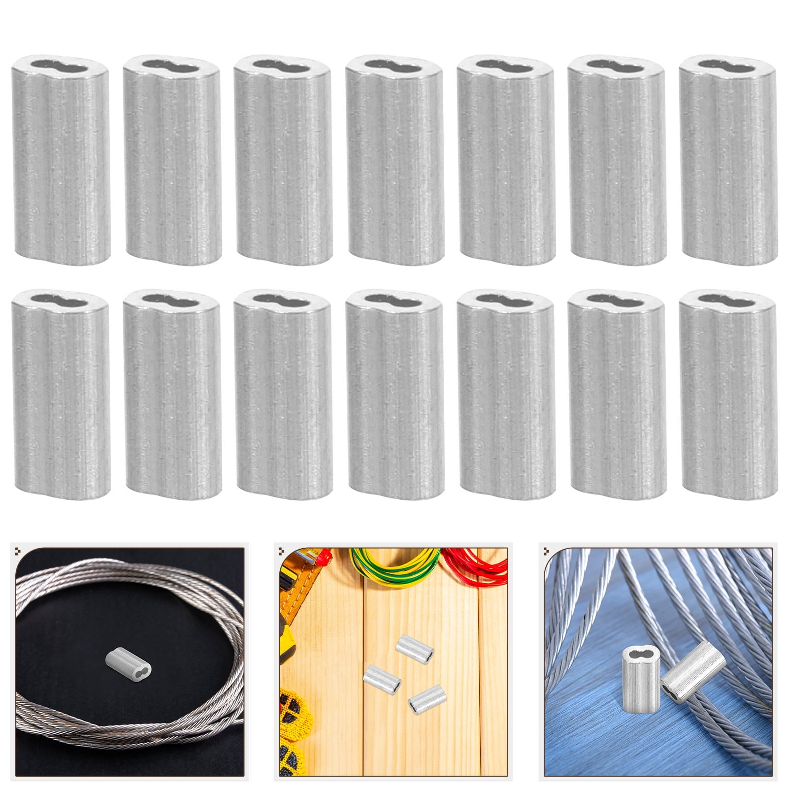 LEORX 100 Pcs Cable Sleeve Loop 8-shaped Aluminum Sleeve 0.70X0.30X0 ...