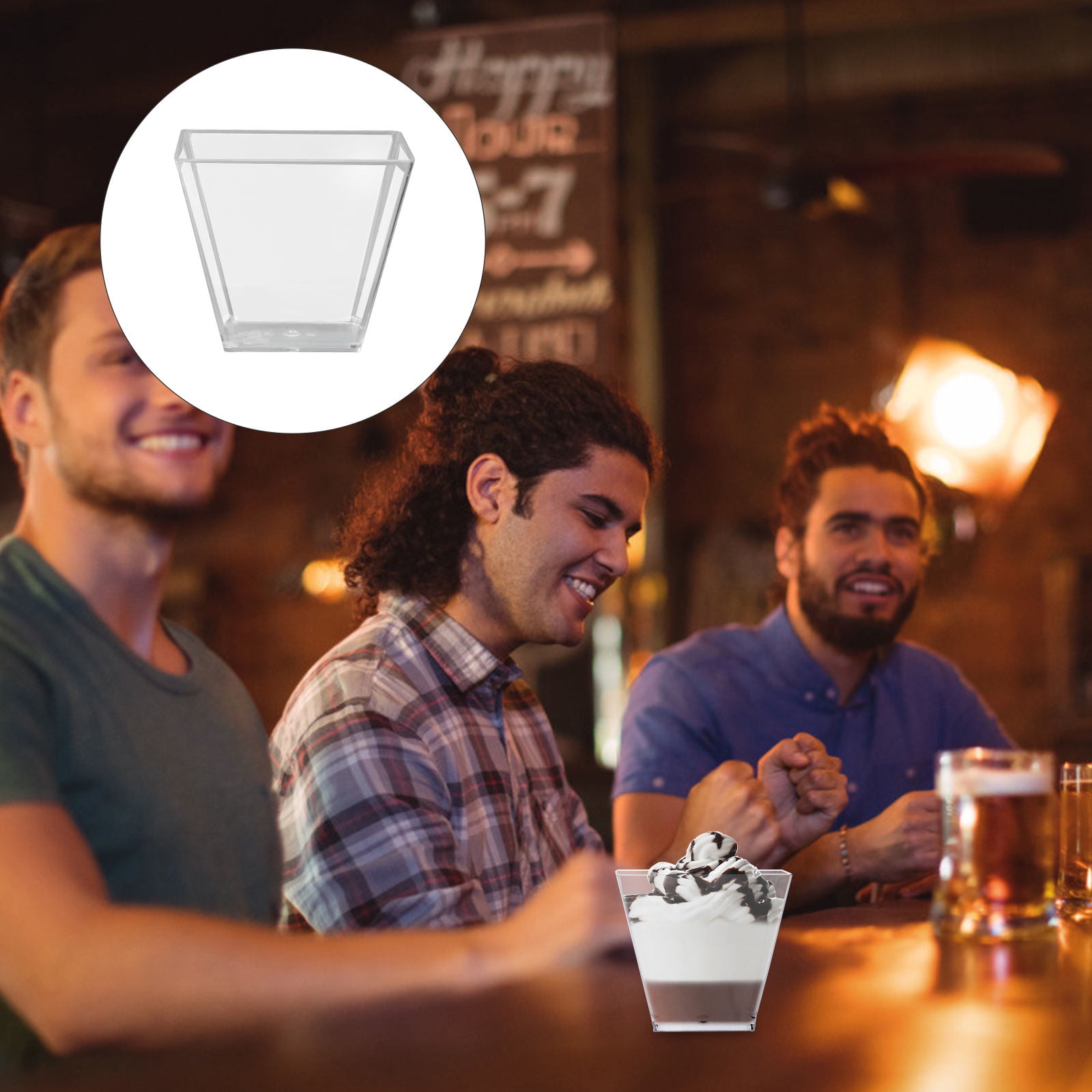 LEORX 100PCS 60ML Clear Plastic Dessert Cups Square Trapezoid Food ...