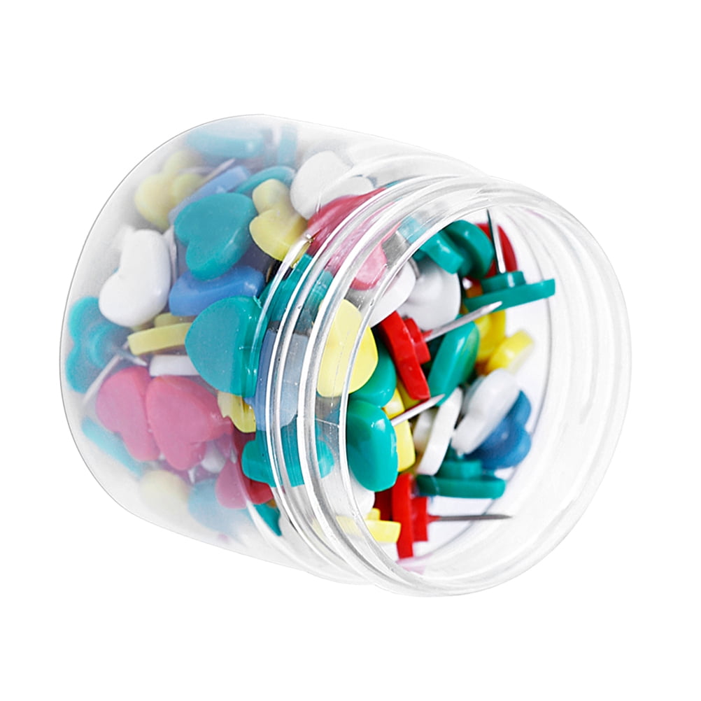 LEORX 100Pack Wall Pushpin Heart Shaped Push Pin Assorted Color for ...