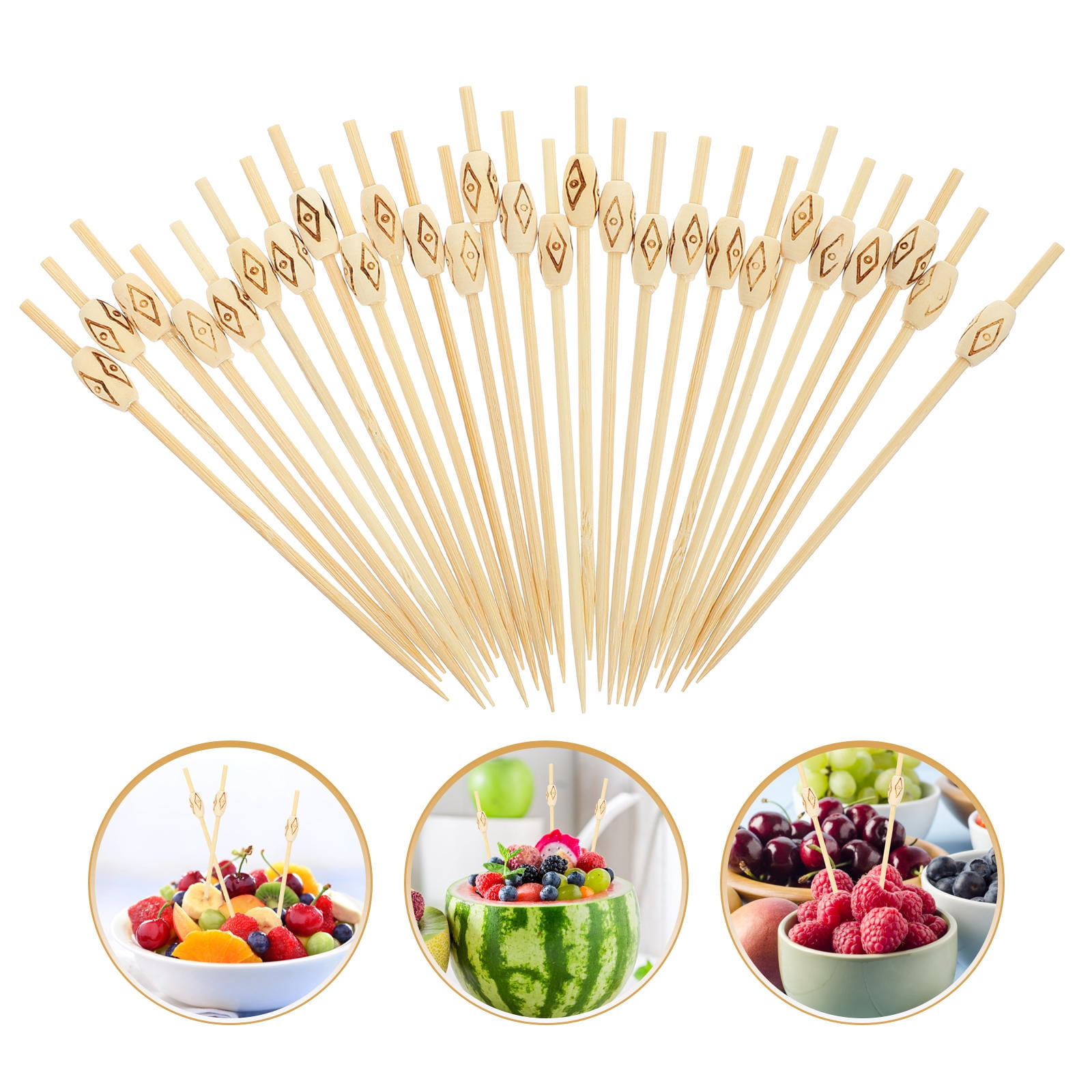 LEORX 100Pcs Bamboo Fruits Sticks Cocktail Picks Disposable Fruits ...