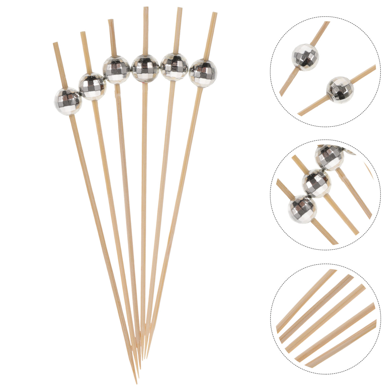 LEORX Bamboo Toothpicks Disco Picks Assorted Color 100Pcs 4.72X0.31X0 ...