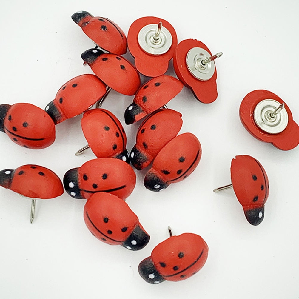 LEORX 100Pcs Pushpin for Bulletin Board Ladybug Shaped Cork Board Pins ...