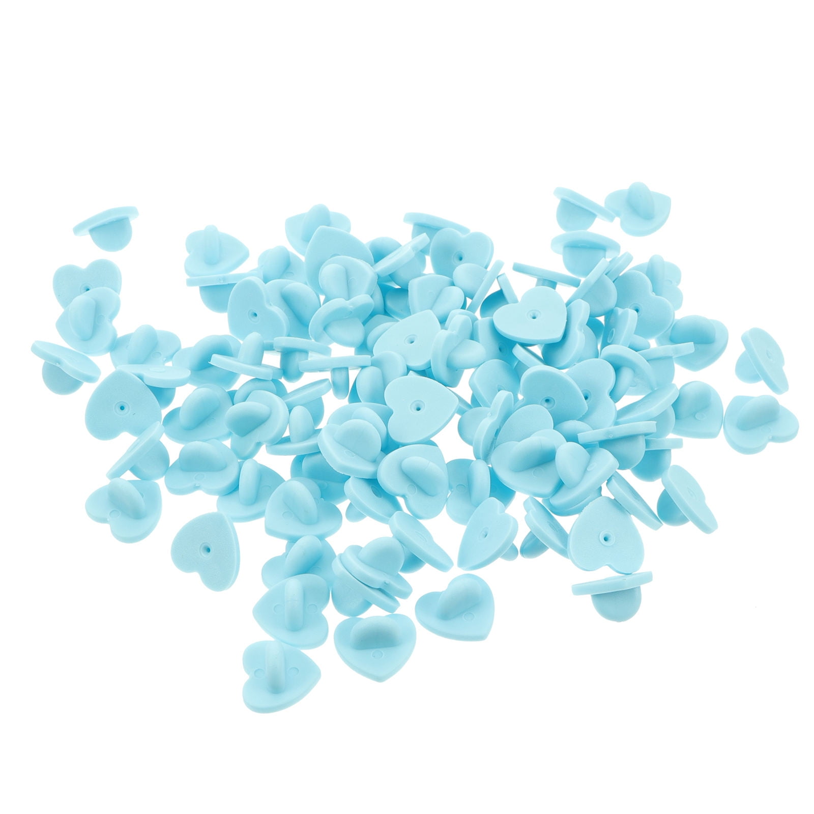 LEORX 100Set Rubber Pin Keepers Locking Pin Backs Blue Heart Shape for ...