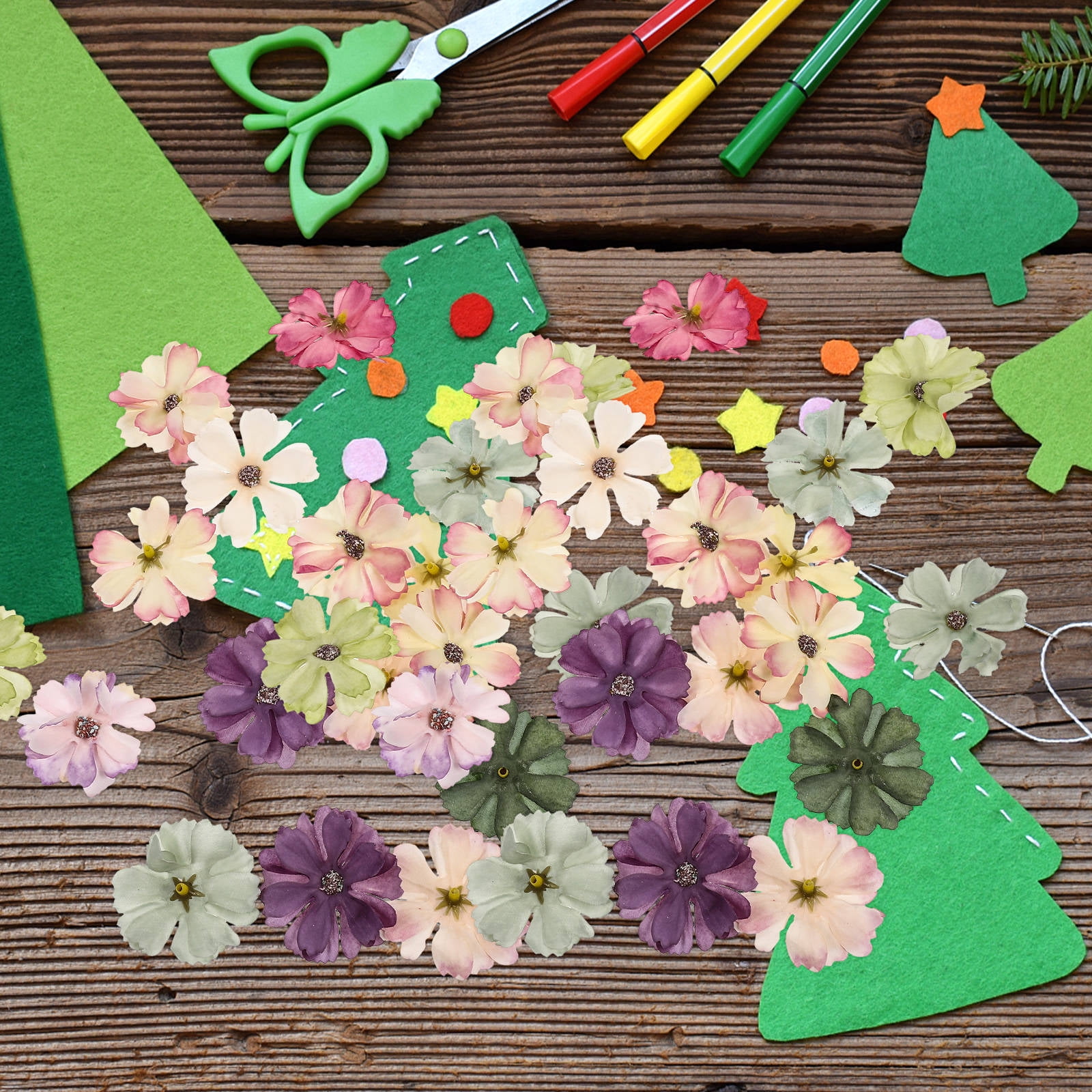 LEORX 100Set Small Craft Flowers Decoration Superior Silk for Floral ...