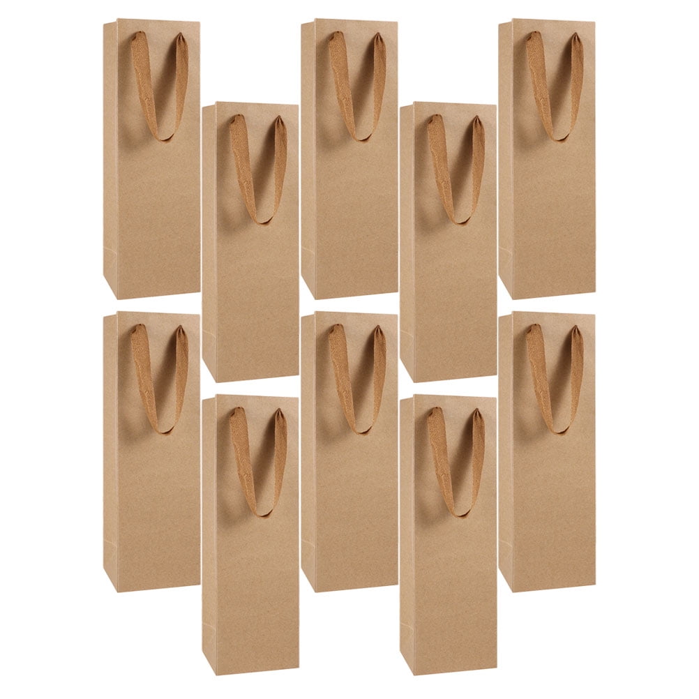 LEORX 10Pack Wine Bottle Carrier Bag Kraft Paper Pouch for Adults Party ...