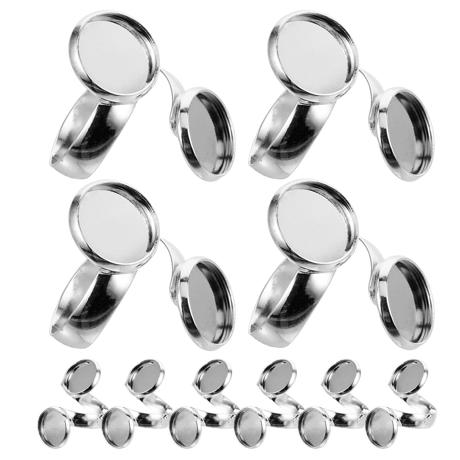 LEORX 10Pcs Adjustable Ring Bases Ring Holder Silver Copper Diy ...