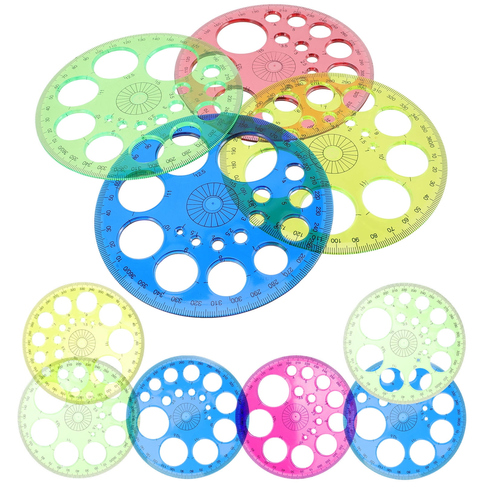LEORX 10Pcs Circle Stencils Protractor Geometry Set For Interior ...