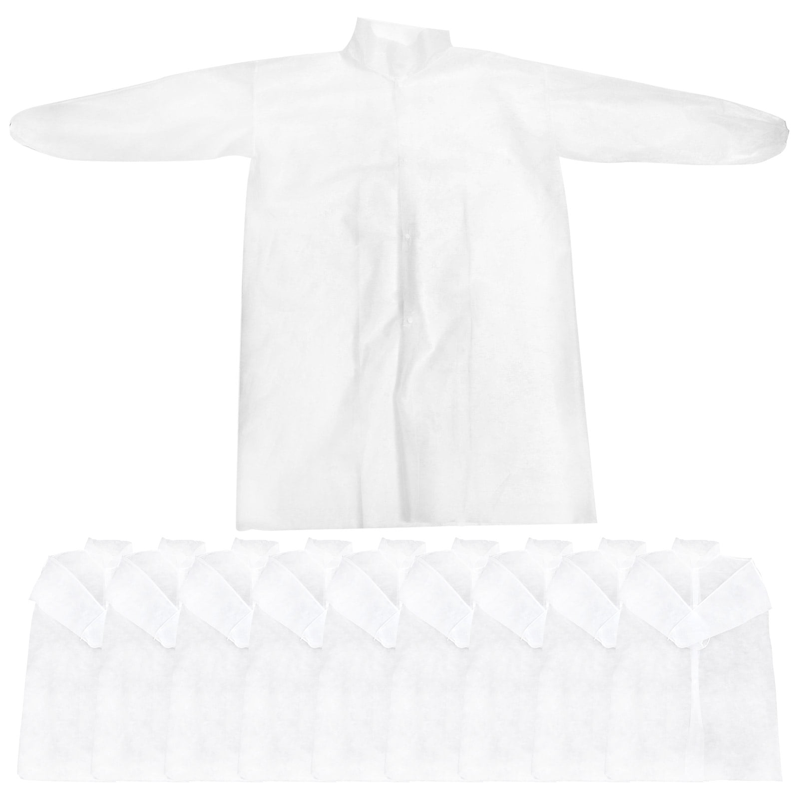 LEORX 10Pcs Long Sleeve Lab Coat with Certified Non-Woven Fabric for ...