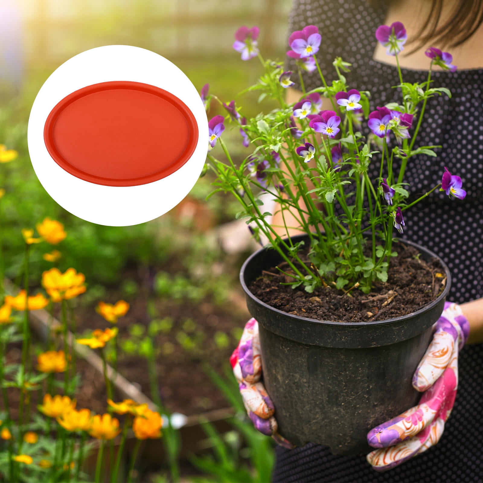 LEORX 10Pcs Oval Plastic Flower Pot Bases for Indoor Use Brick Red ...