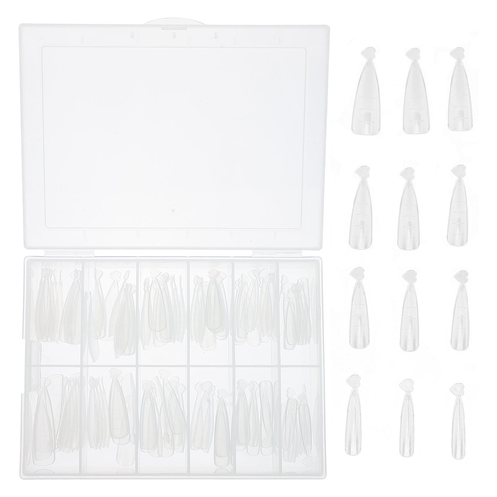 LEORX 120 Pcs Clear Fake Nail Full Cover Press on Nails Manicure Scale ...