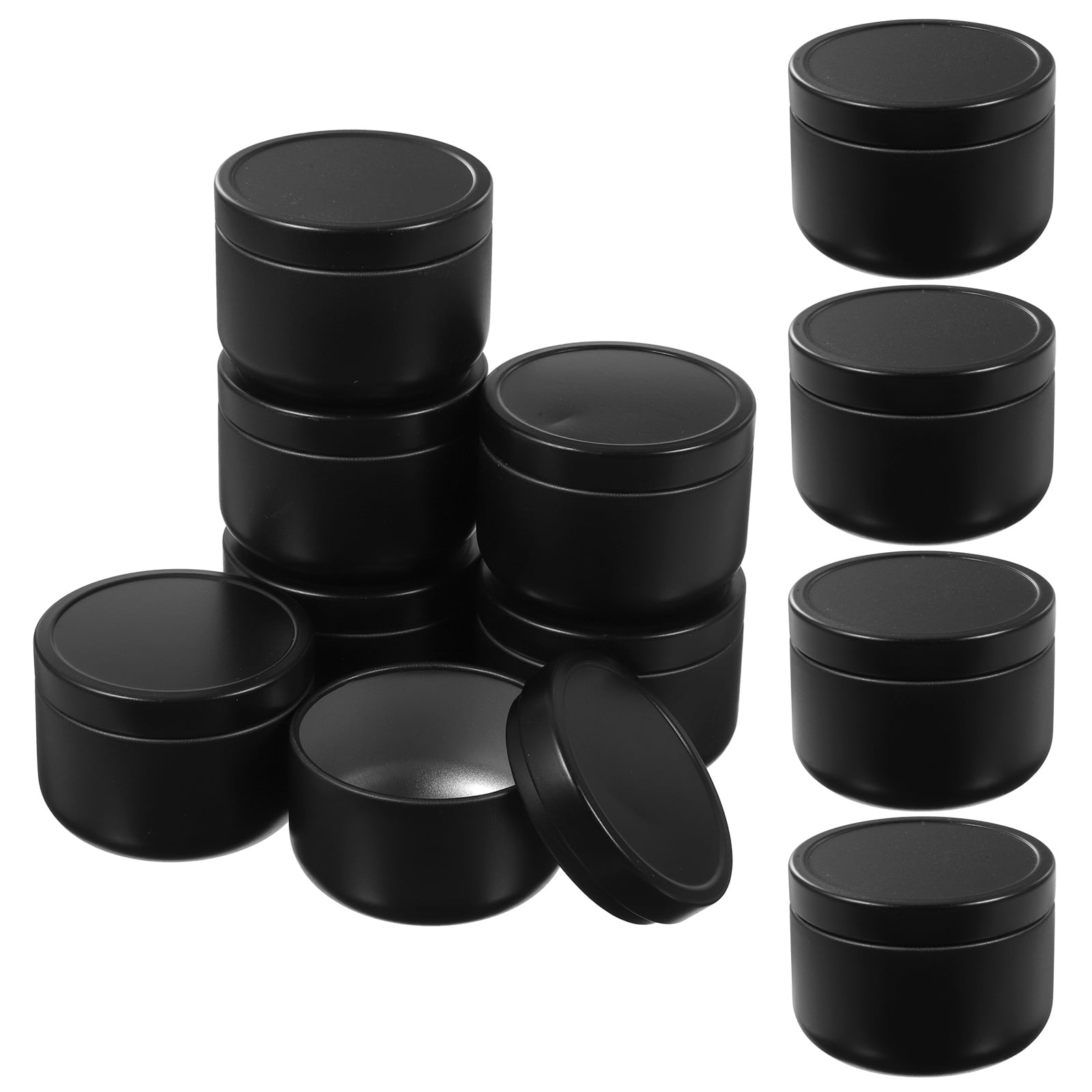 LEORX 12Pack Tinplate Cans for Metal Storage Tin Dark Grey Round Shape ...