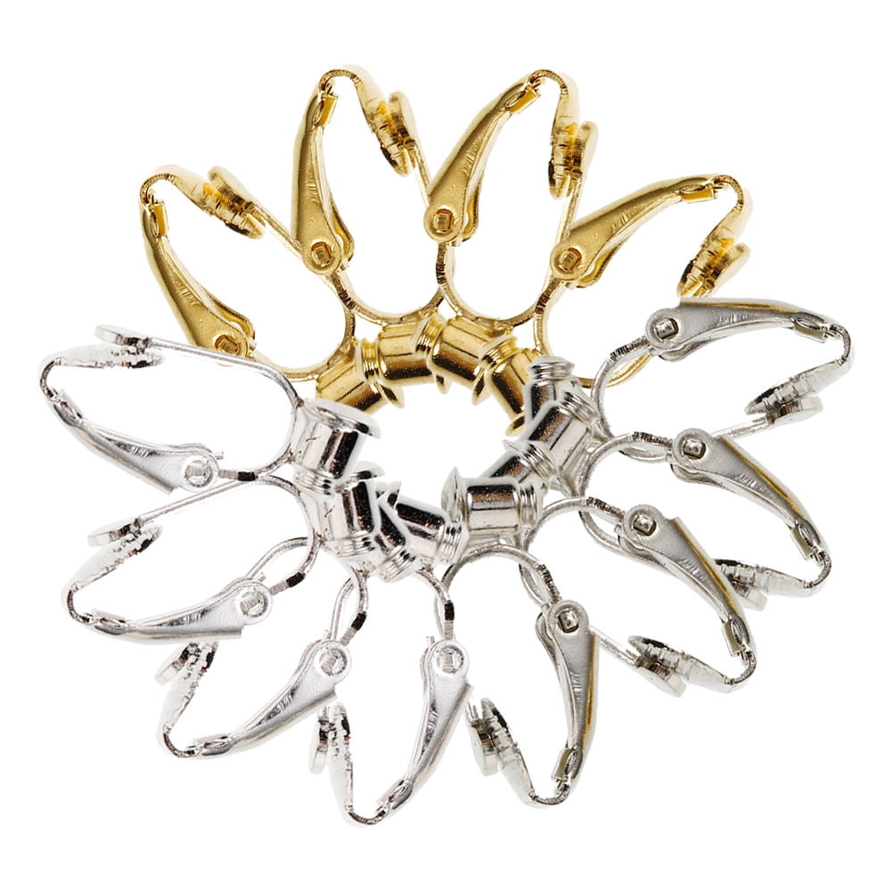 LEORX 12Pcs Clip On Earring Converter Kit for Non Pierced Ears Diy Gold ...