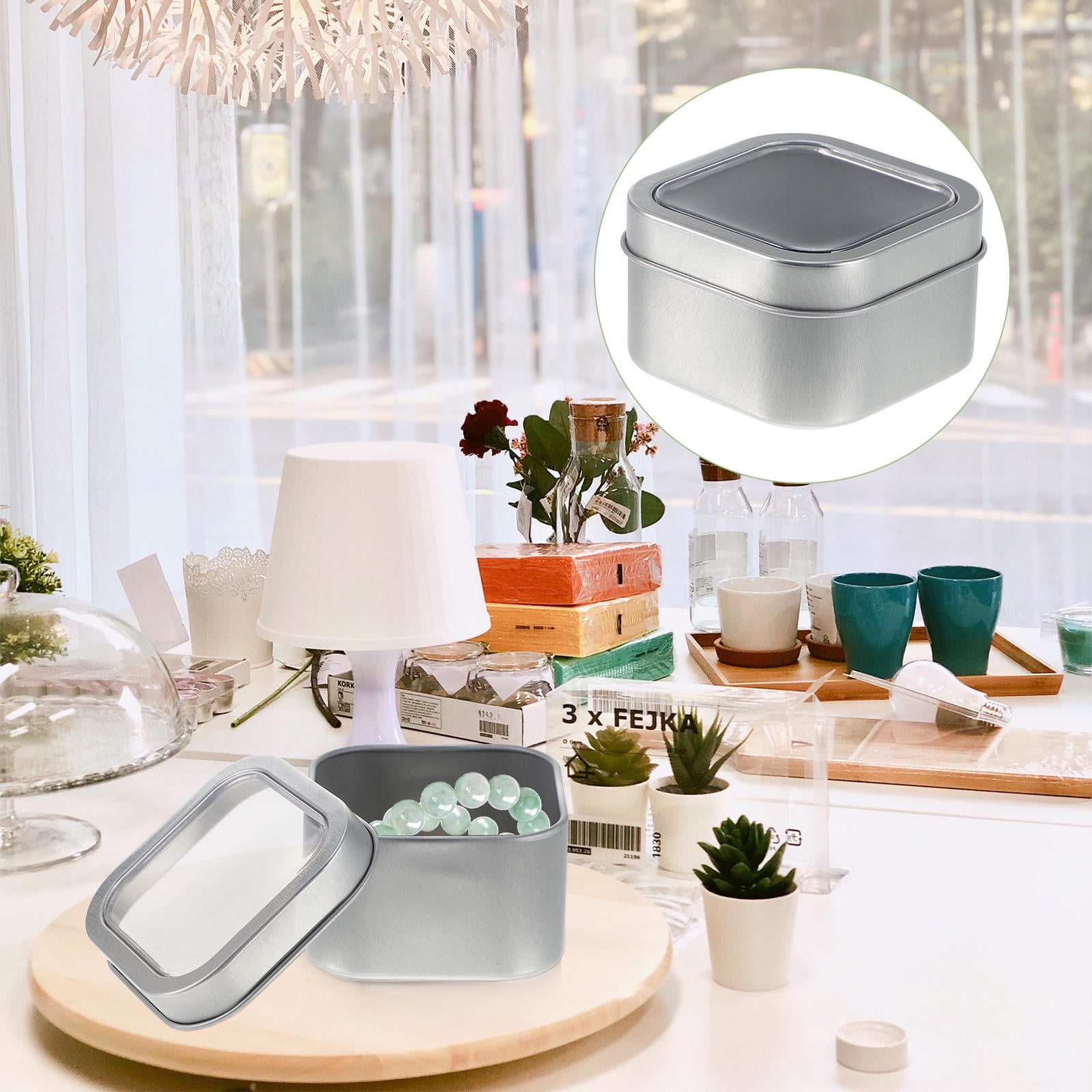 LEORX 15Pcs Empty Tins with Lids Silver Square Metal Tins for Diy ...