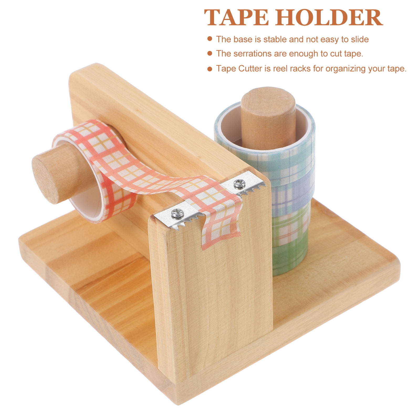 LEORX 1Pack Aesthetic Tape Dispenser Wood Khaki Color Simple Design for ...