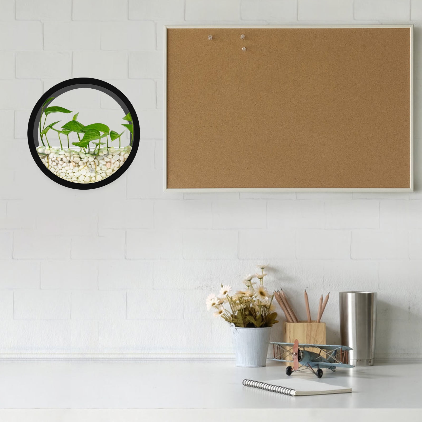 LEORX 1Pack Minimalist Black Round Wall Planter for Indoor Plants Space ...