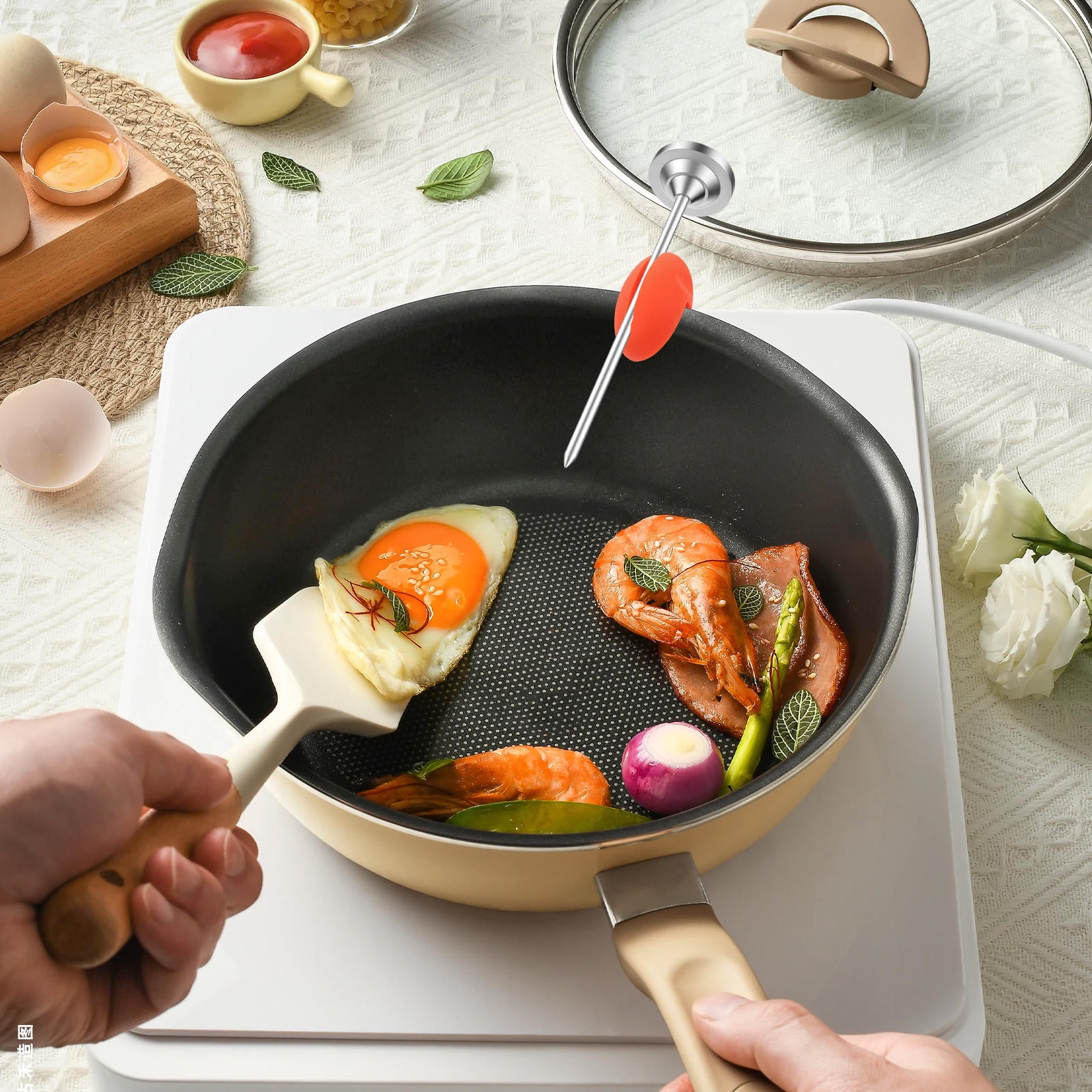 LEORX 1Pack Orange Silicone Thermometer Probe Clip for Meat Temperature ...