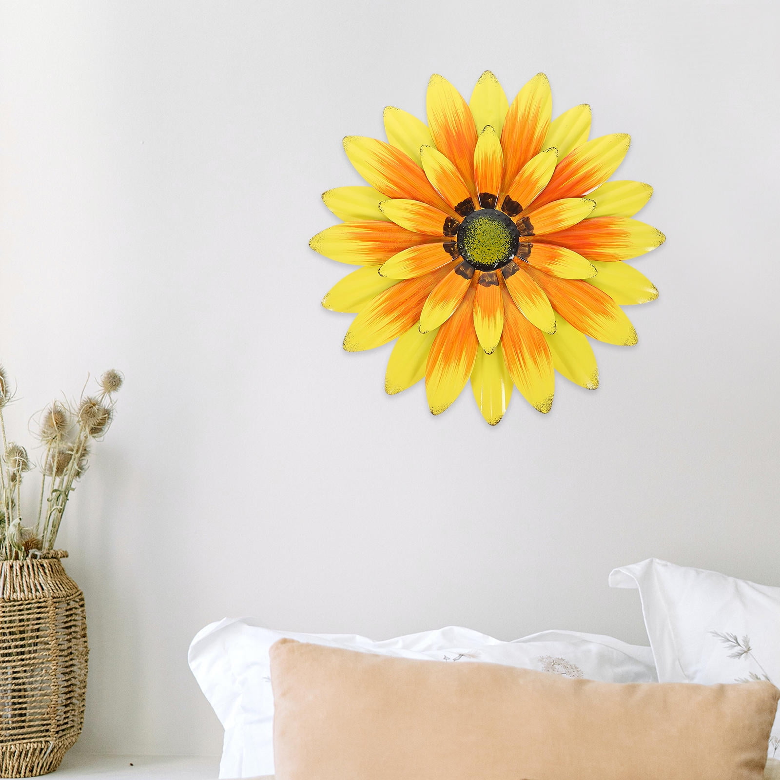 LEORX 1Pc Simple and Practical Iron Flower Shape Wall Decor Yellow ...