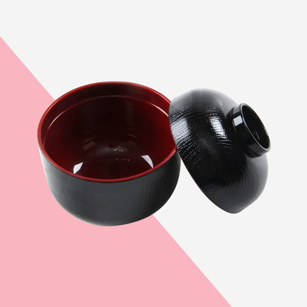 LEORX 1Pcs 10.0X9.5X9.5In Black Abs Plastic Ramen Bowl With Lids For ...