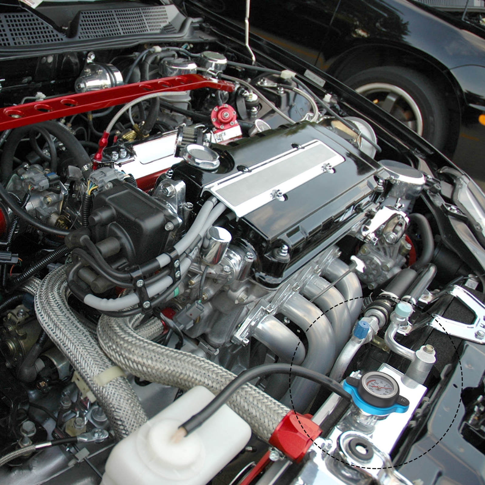 LEORX 1Pcs Radiator Tank Cover With Temperature Gauge For Car Engine ...