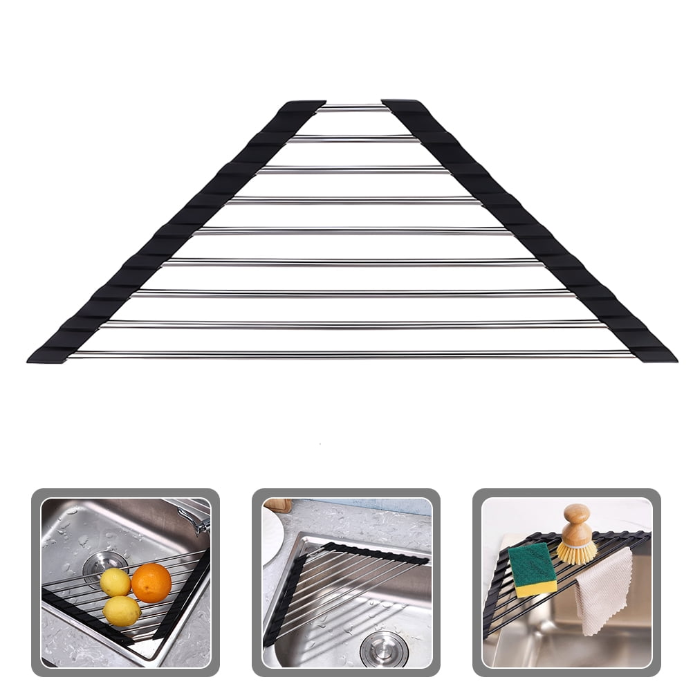 LEORX 1Set Kitchen Sink Storage Rack Black Stainless Steel Space Saving ...