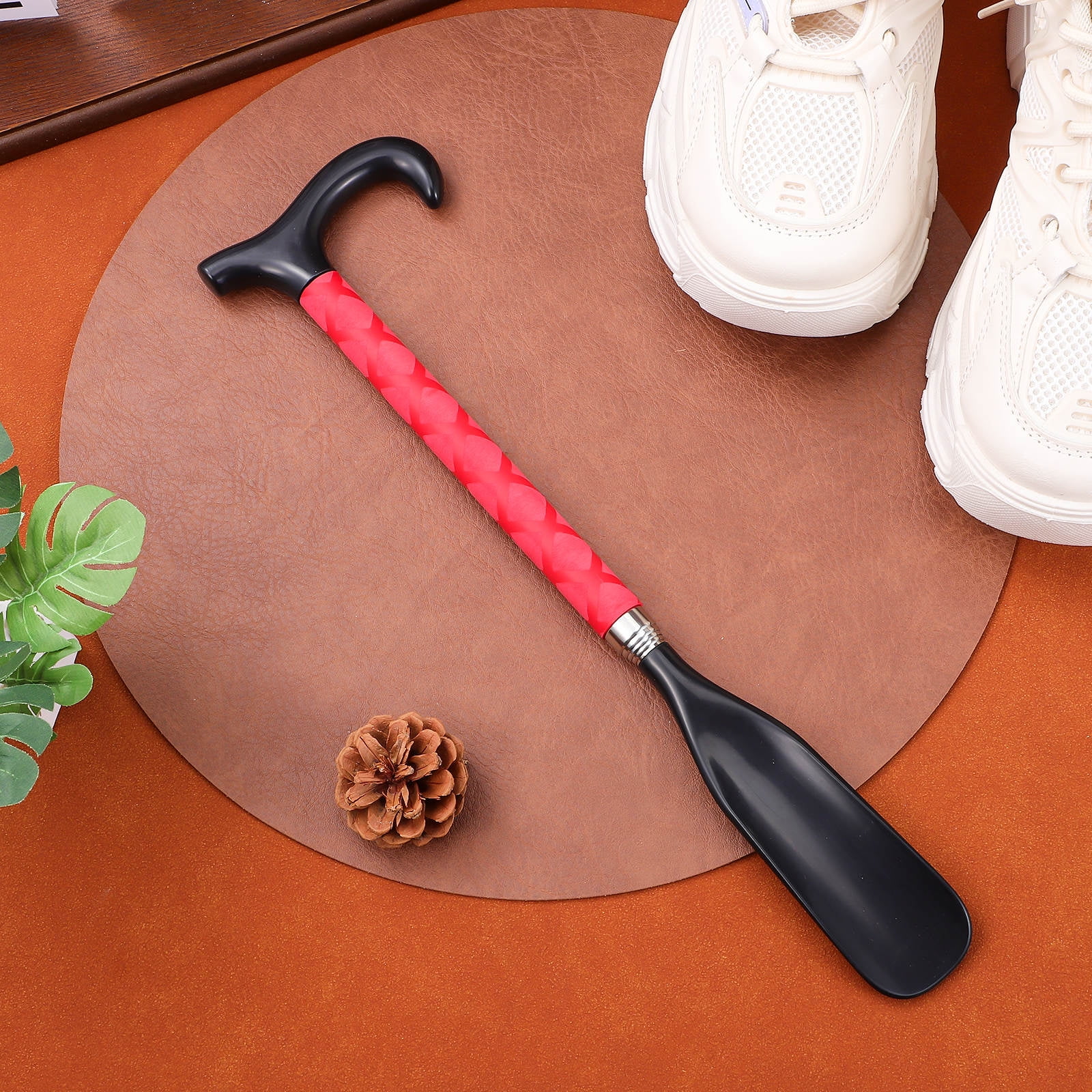LEORX 1Set Long Metal Shoe Horn Telescoping Shoe Horn For Seniors Red ...