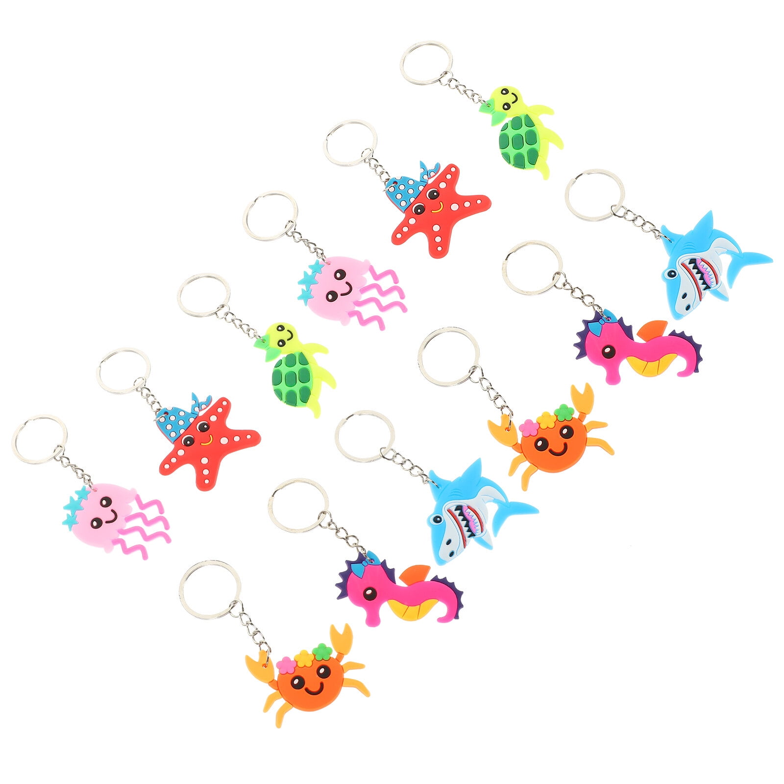 LEORX 1Set Ocean Animal Theme Keyring Assorted Color Metal Bag Ornament ...