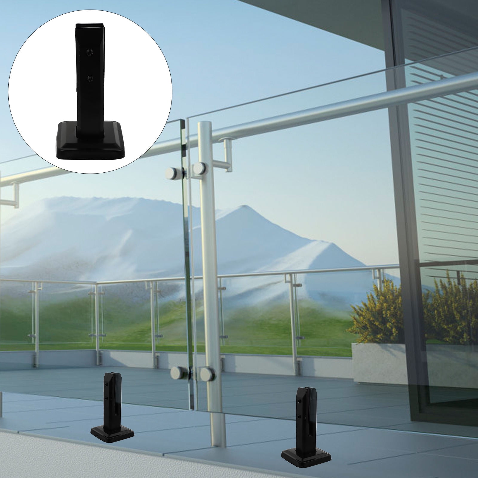 LEORX 1Set Solid Black Glass Railing Clip Stainless Steel Clamping ...