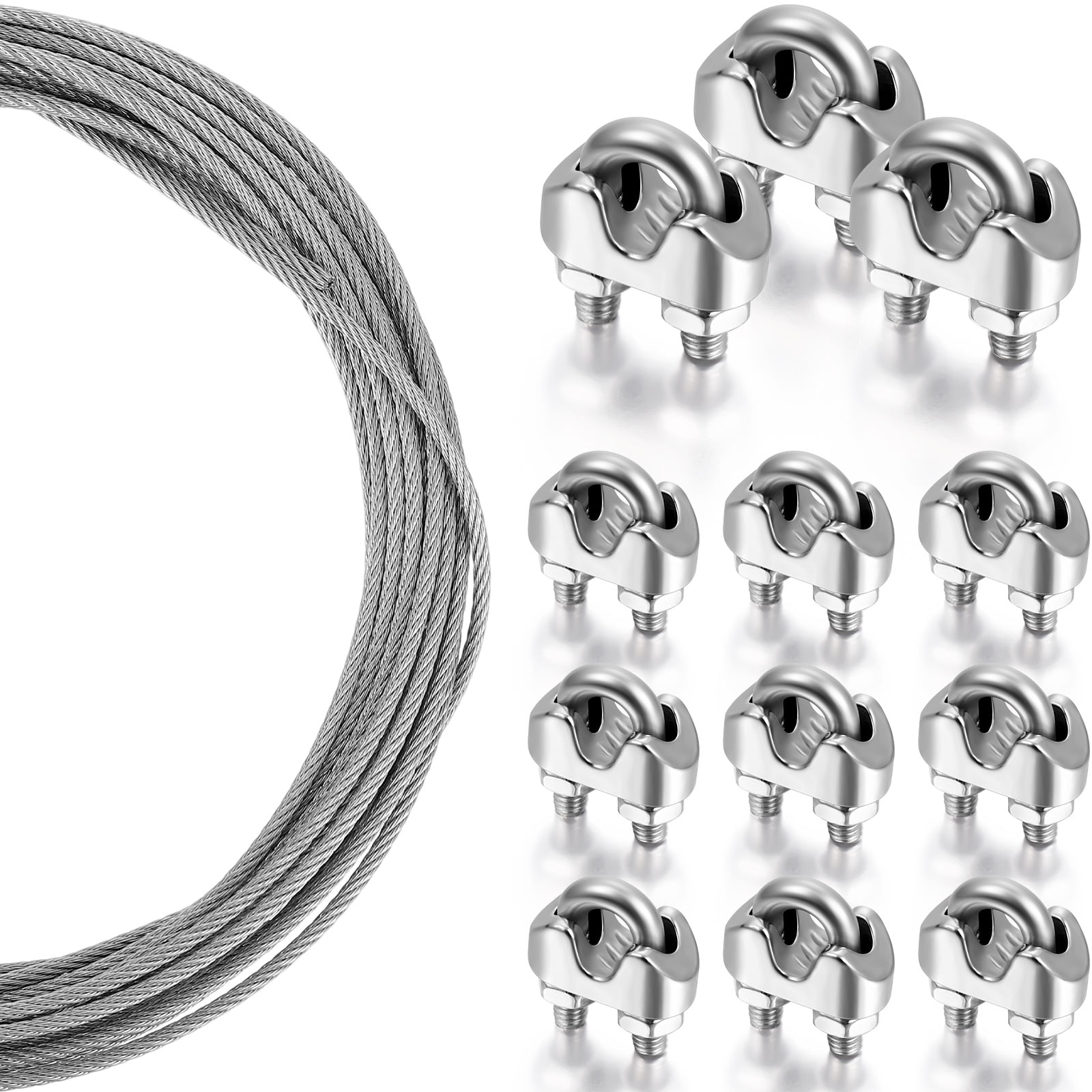 LEORX 1Set Stainless Steel Tension Wire Kit with Clamps for Rigging and ...