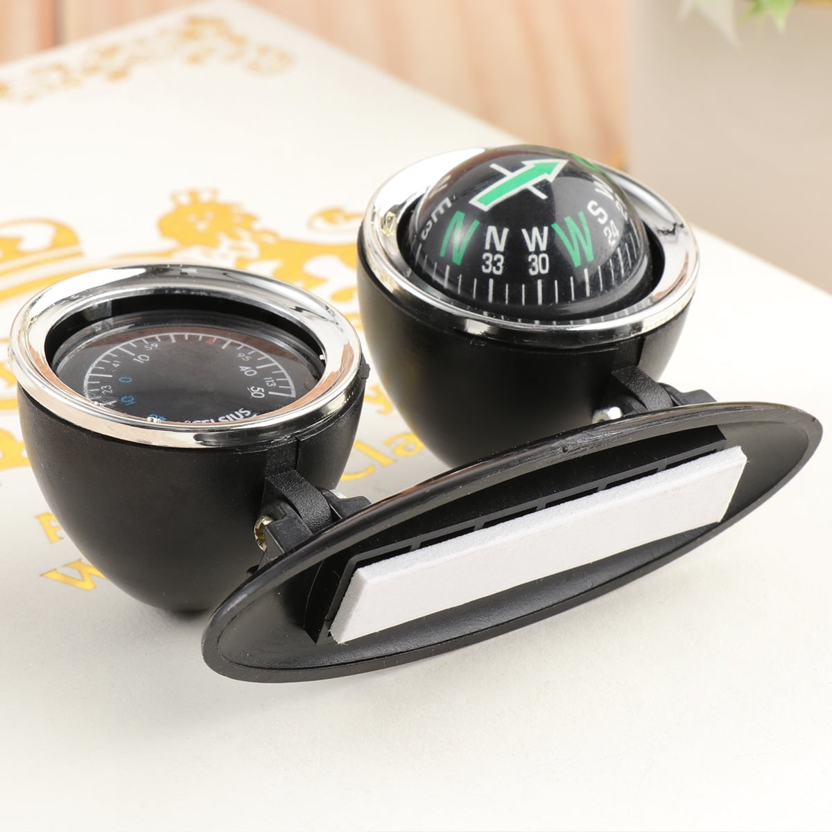 LEORX 2 In 1 Guide Ball Car Compass Thermometer Car-styling Car ...