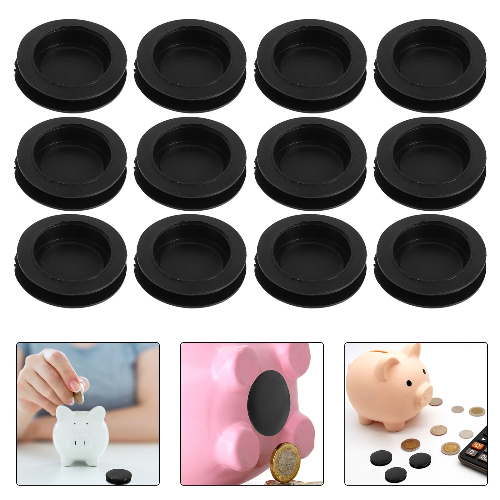 LEORX 20Pcs Round Black Rubber Saving Box Plug for Sealing and ...