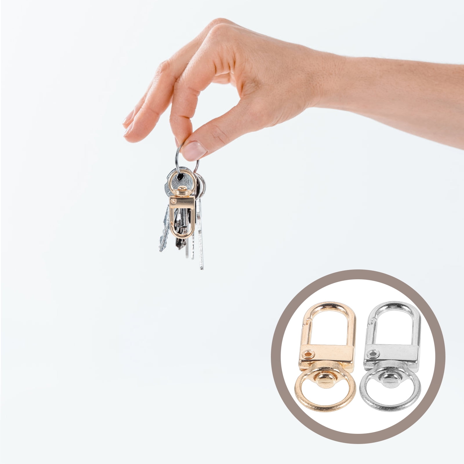 LEORX 20Set Heavy Duty Zinc Alloy Keychain Clips for Keychains Oval ...