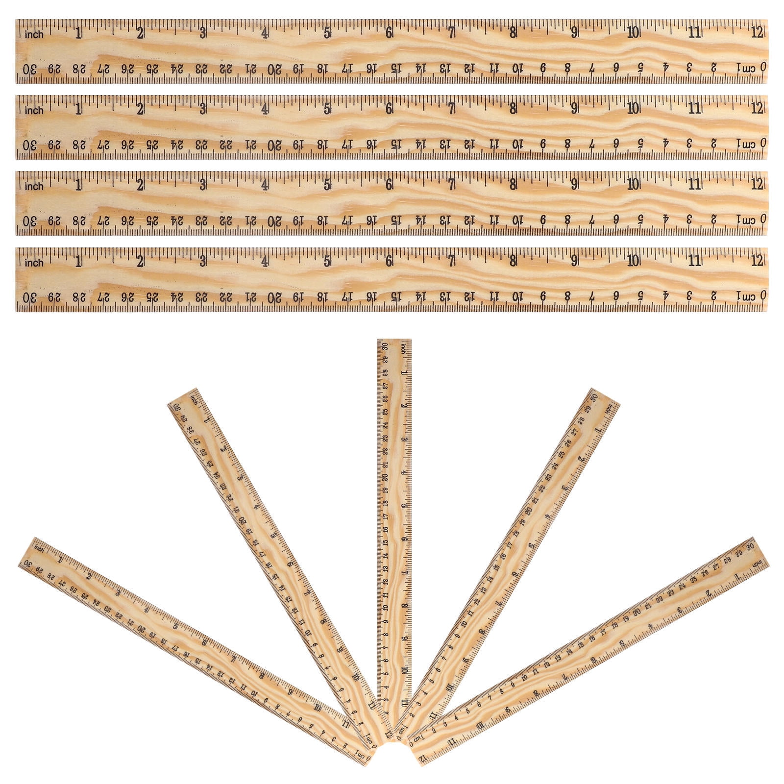 LEORX 26Pcs Wooden Ruler Tailoring Tool Chocolate Color Perfect Length ...