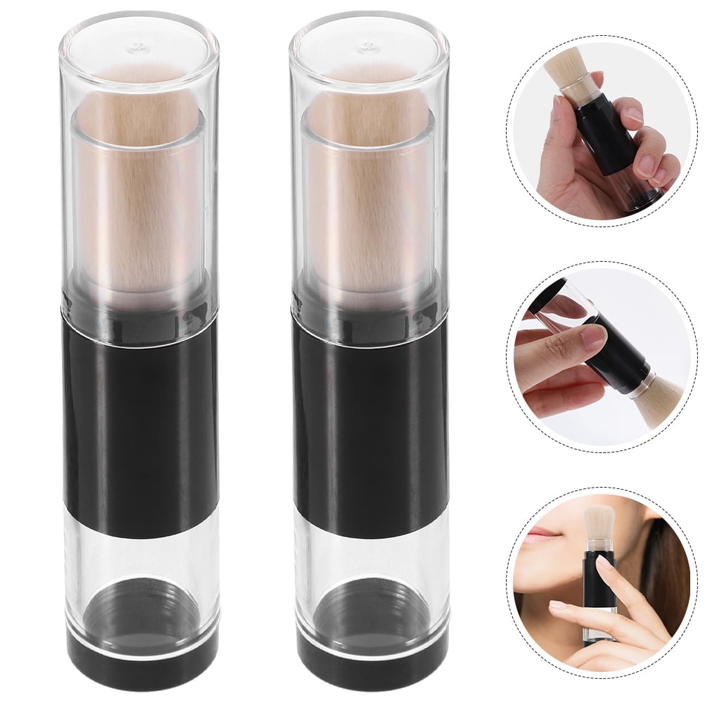 LEORX 2Pack Powder Blusher Brush Synthetic Fiber Round Shape For All ...