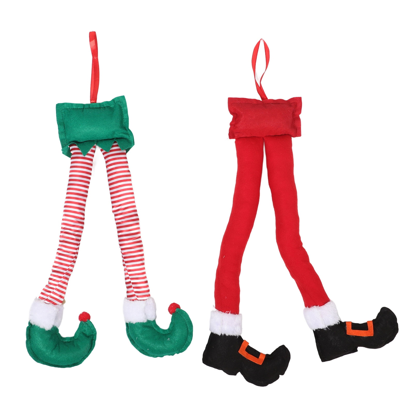 LEORX 2Pcs Christmas Elf Legs Ornaments Cloth Green Stripes Plush ...