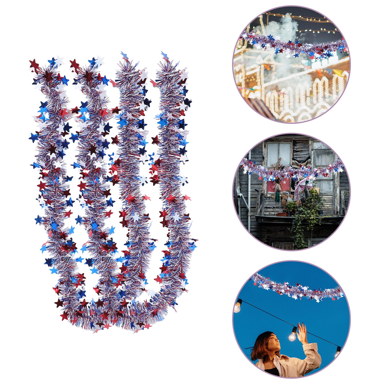 LEORX 2Pcs Fourth Of July Wreath Plastic Decorations Bright Colors for ...