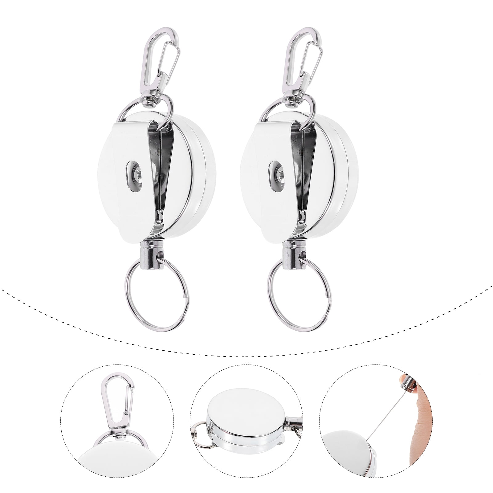 LEORX 2Pcs Retractable Keychains with Steel Cable Metal Key Holder ...