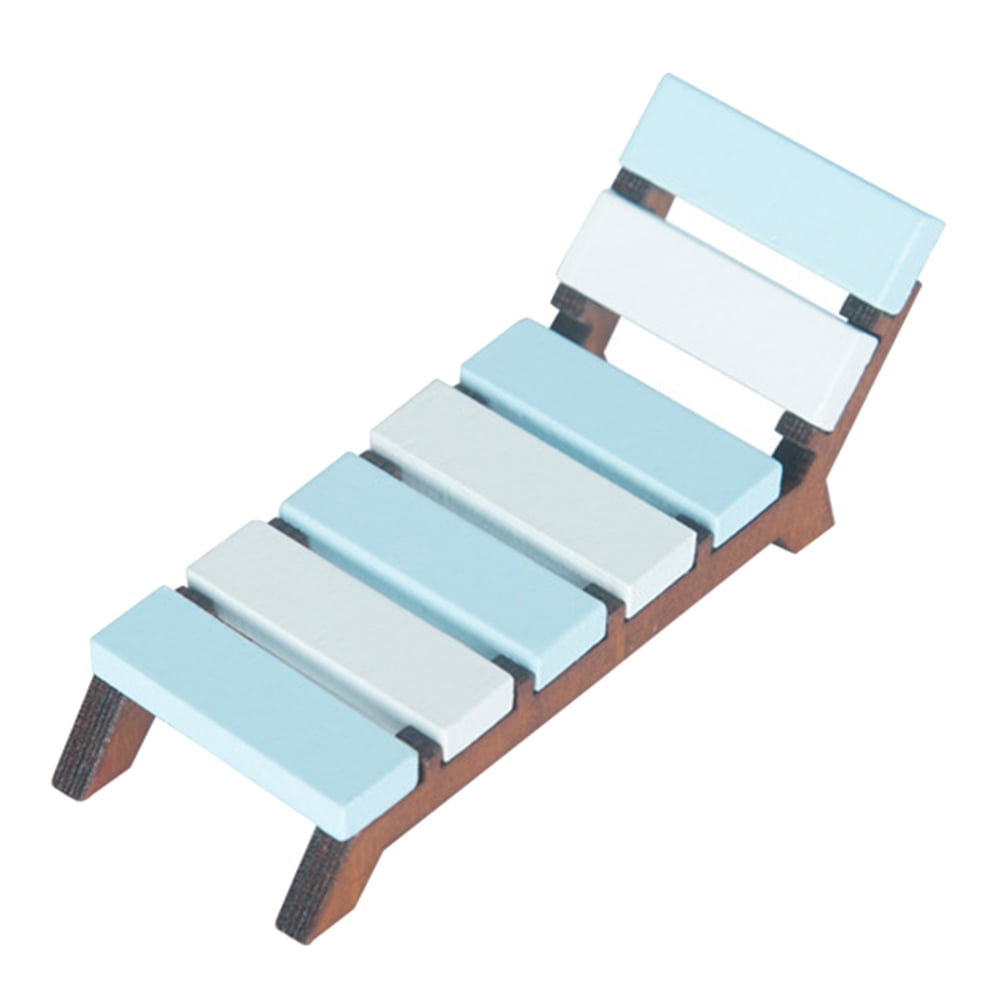 LEORX 2Set Miniature Lounge Chair Prop Brown with Blue for Beach Theme ...
