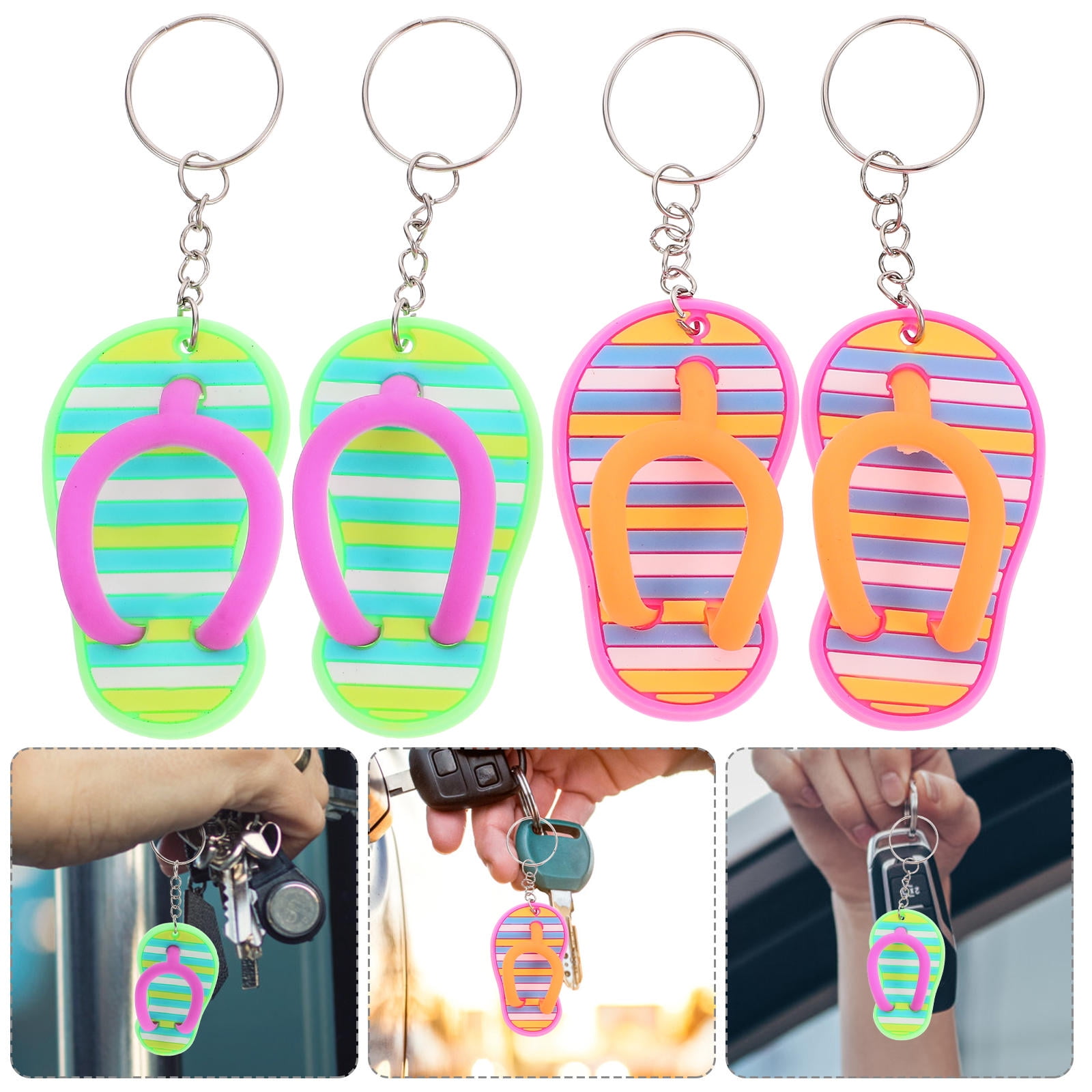 LEORX 2pairs Cartoon Slipper Keychains Fun Backpack Charms Key Rings ...