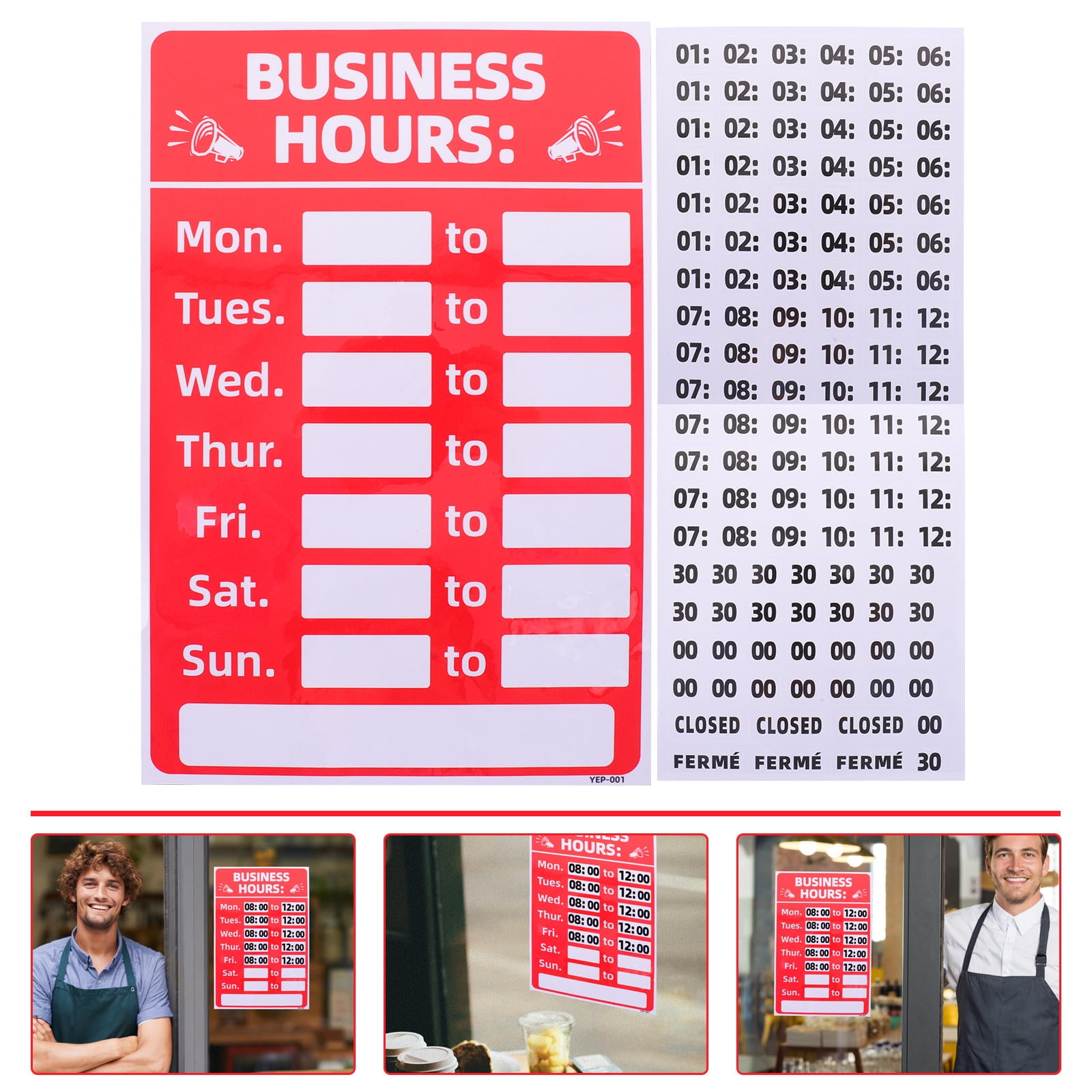 LEORX 2pcs Changeable Business Hours Sign Diy Closed Sign For Bakery ...
