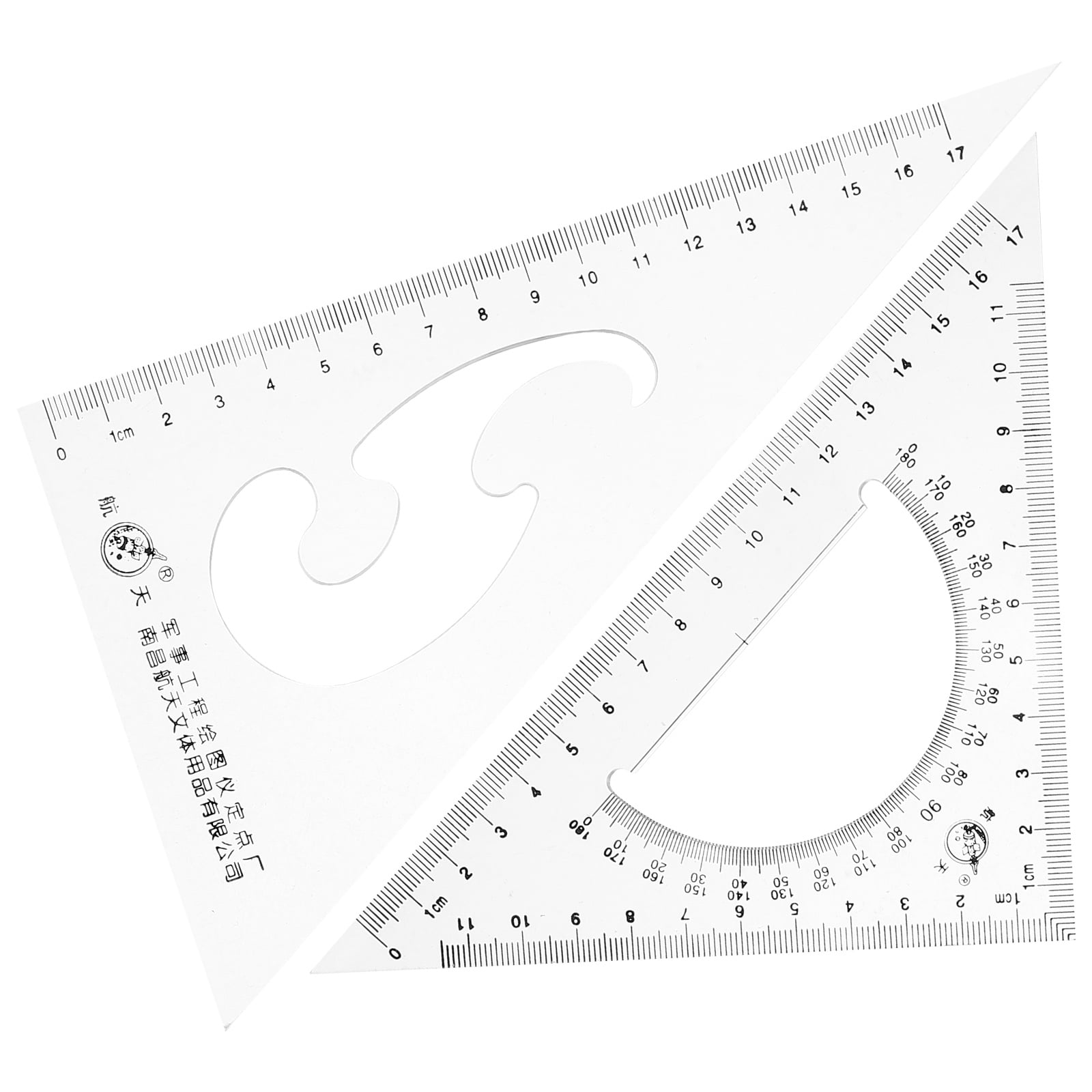 LEORX Triangular Ruler Set Transparent Plastic 2Pcs For Drawing And ...