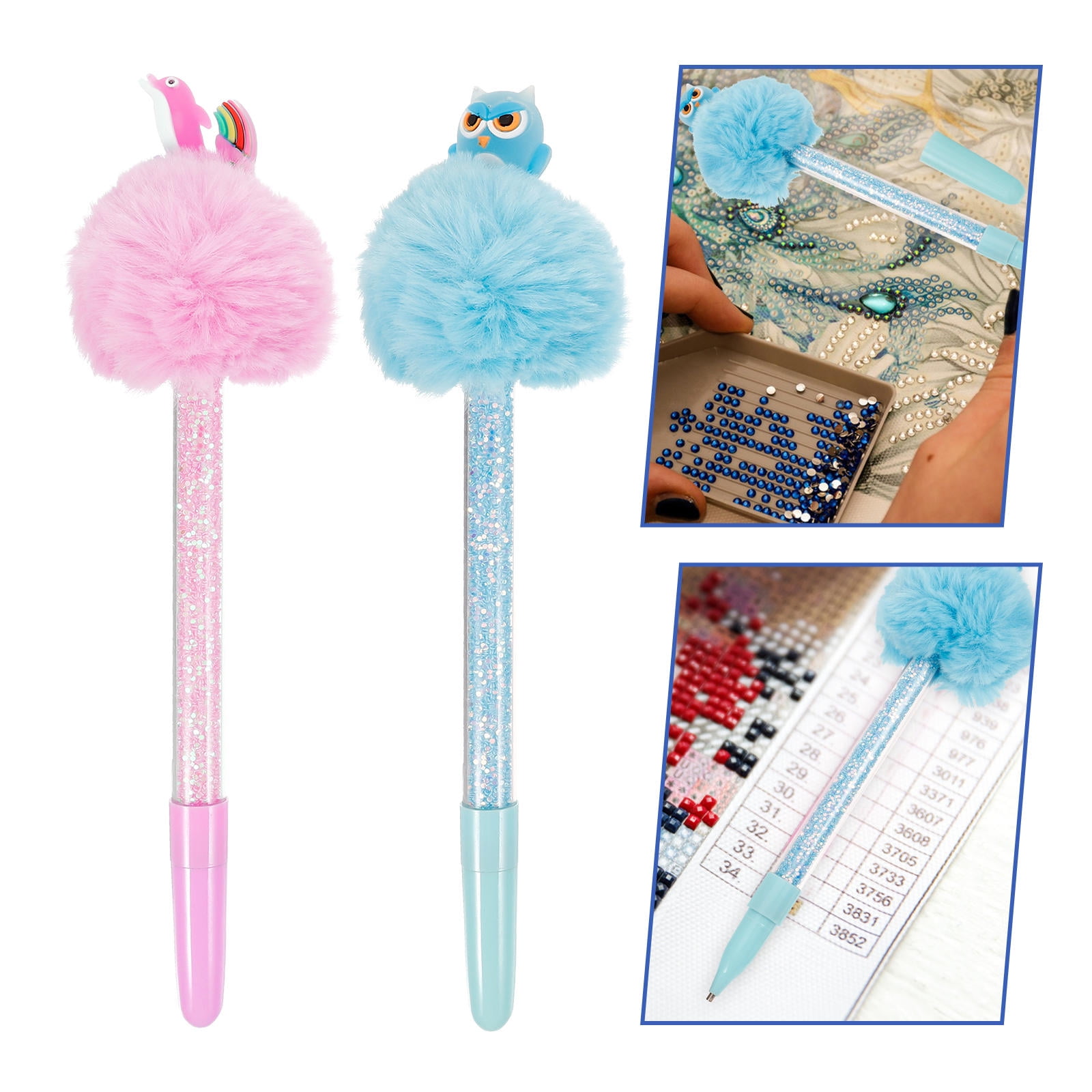 LEORX 2pcs Rhinestone Picker Tools Dotting Pen Pink for DIY Projects ...