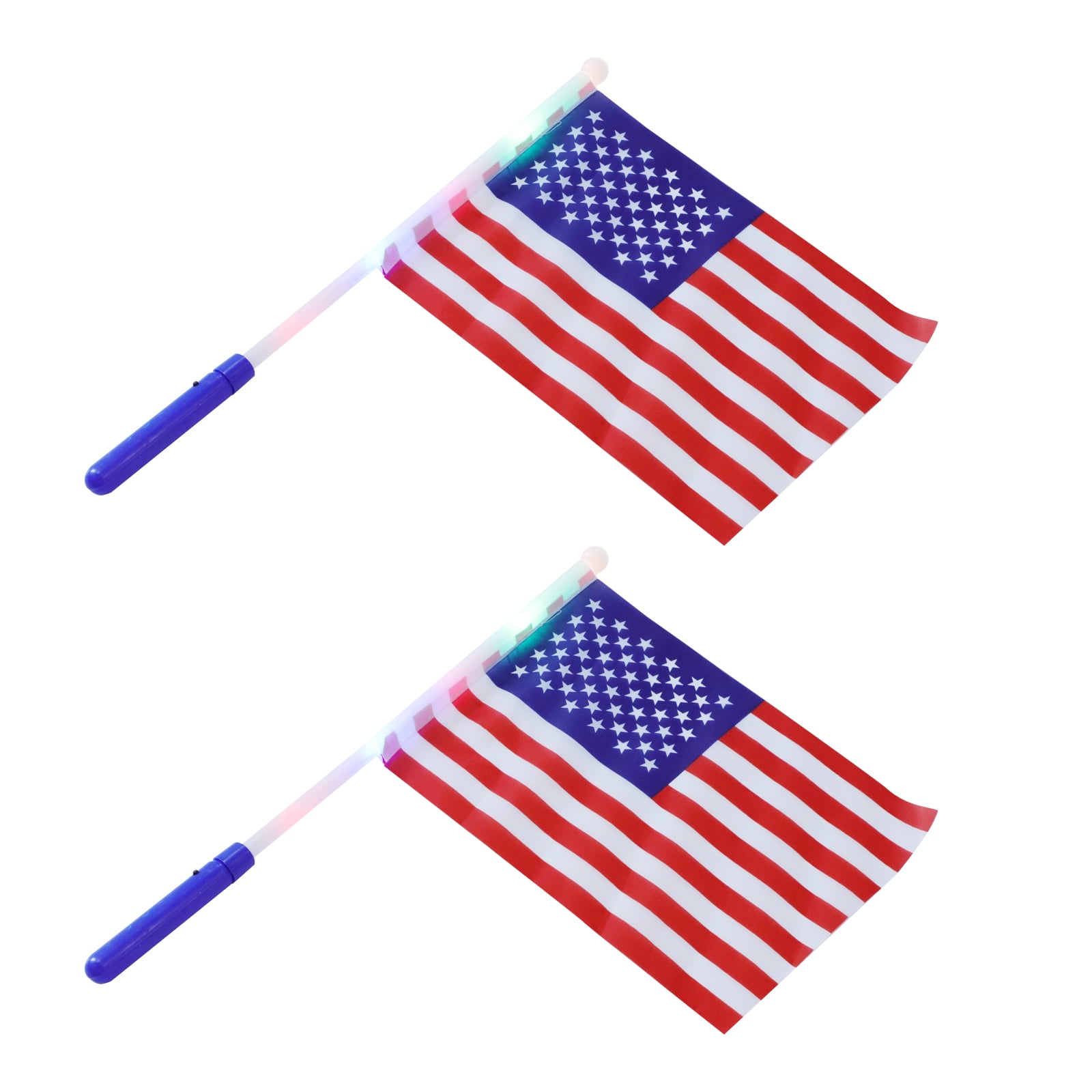 LEORX 2pcs Usa Flags Light Up Small American Flag Led For 4th Of July ...