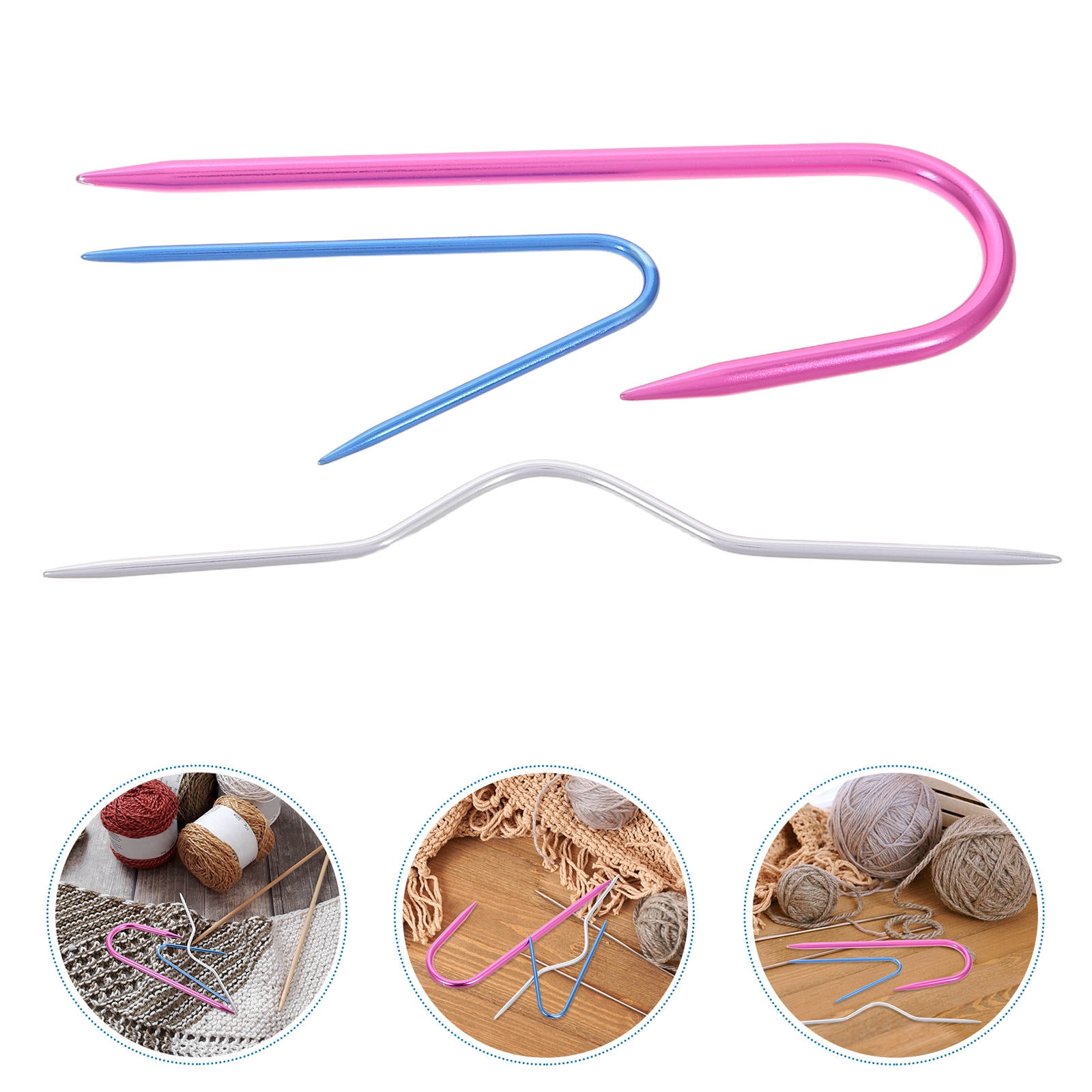 LEORX 3Pcs Crochet U Shaped Needle Winged Needle For Cable Knitting ...