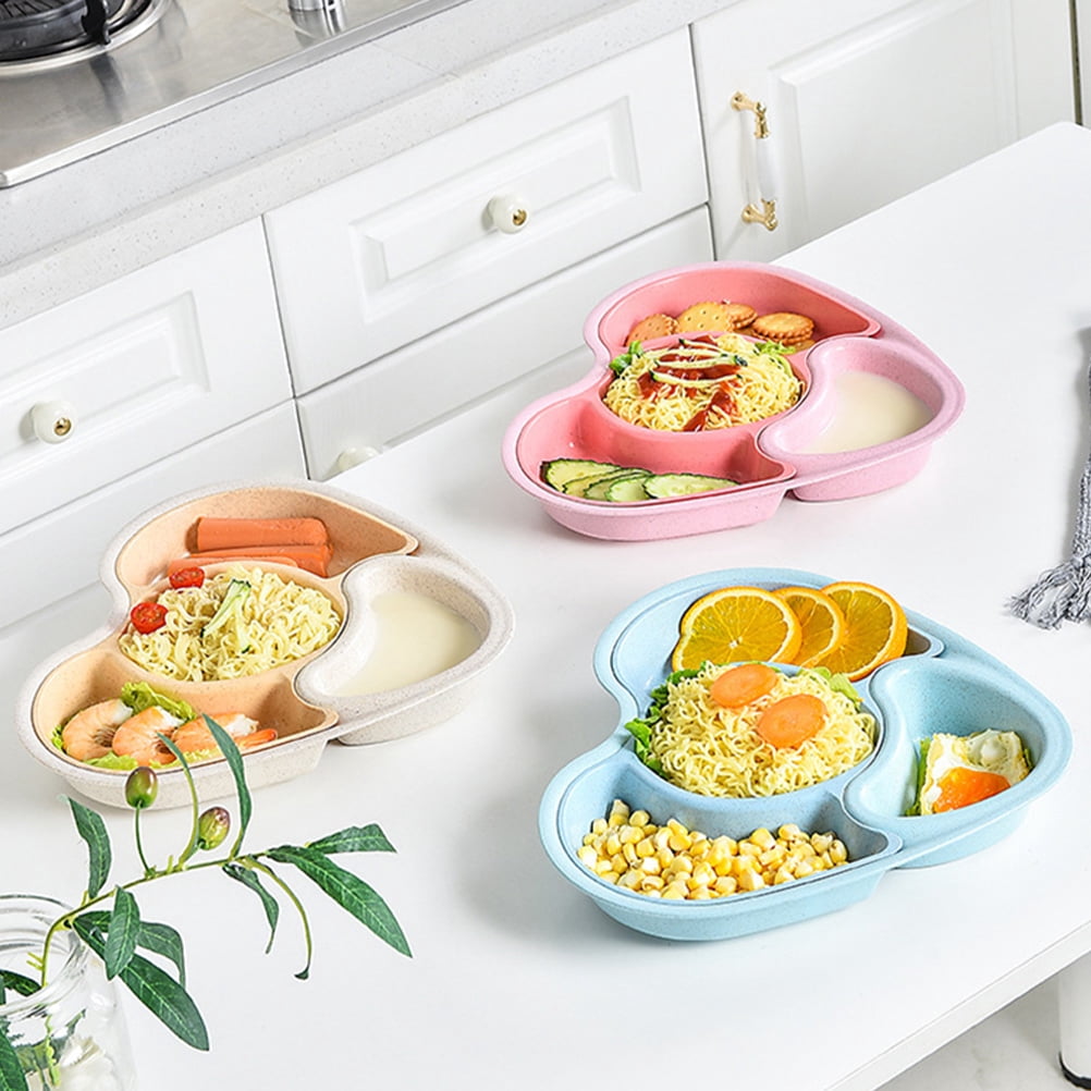 LEORX 3pcs Heart Shape Compartment Plate For Stylish Tableware For Self ...