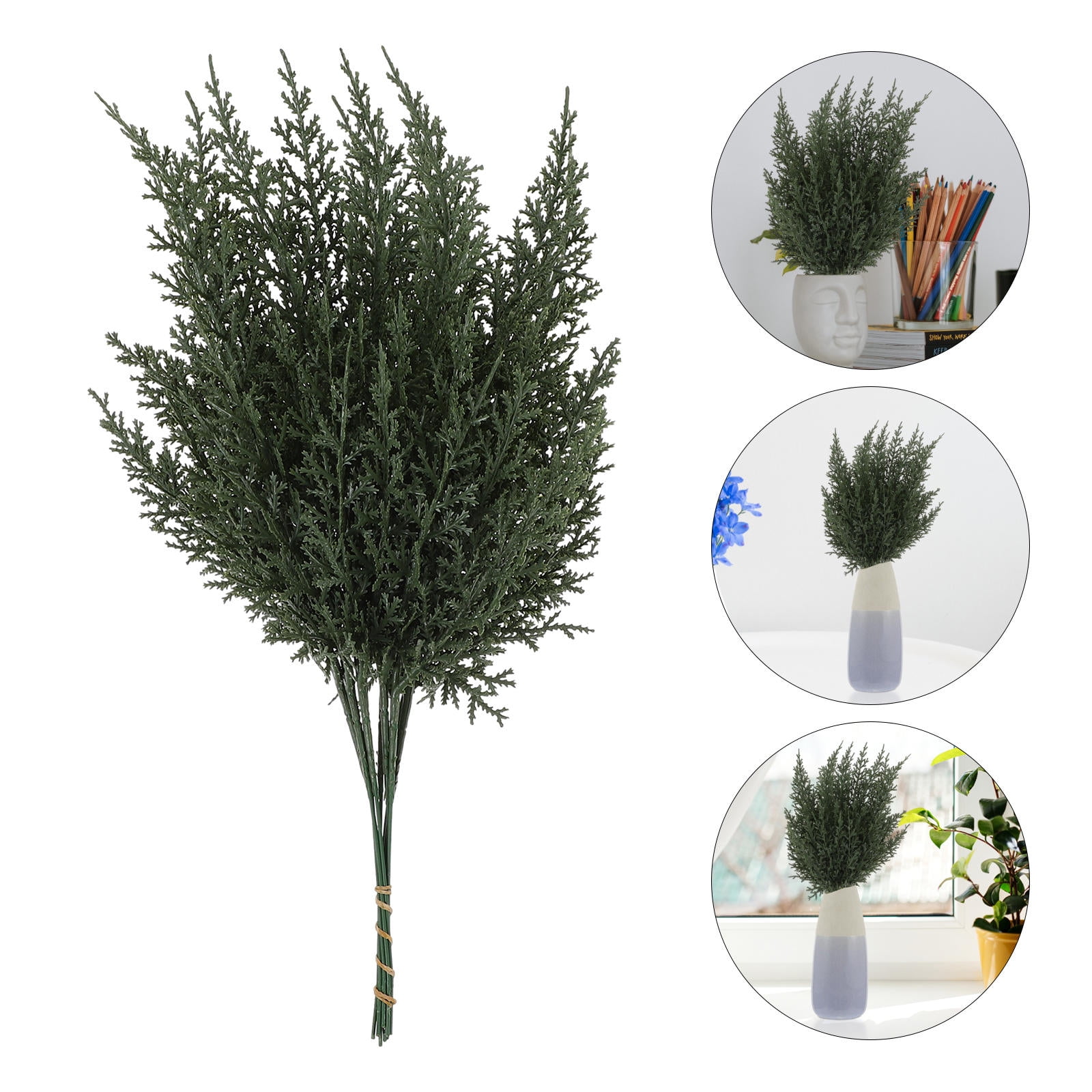 LEORX 40pcs Artificial Cedar Stems Faux Evergreen Branches Plastic Home ...