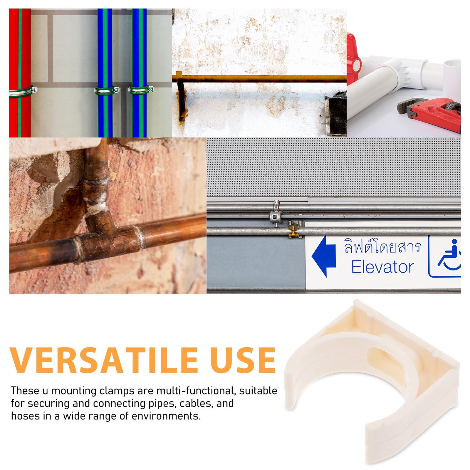 LEORX 40pcs Water Pipe Clamps Clips U Shaped PVC for Pipe Secure in ...