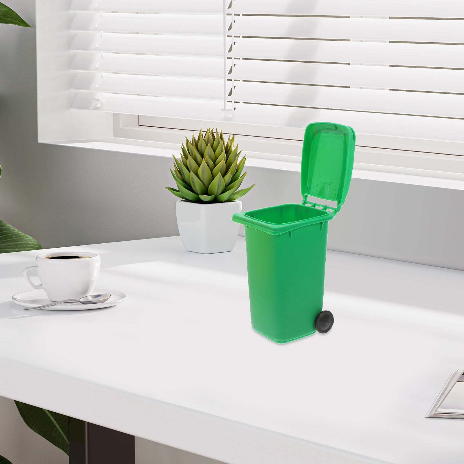 LEORX 4Pcs Green Small Pencil Buckets for Study Desk Desktop Mini Trash ...