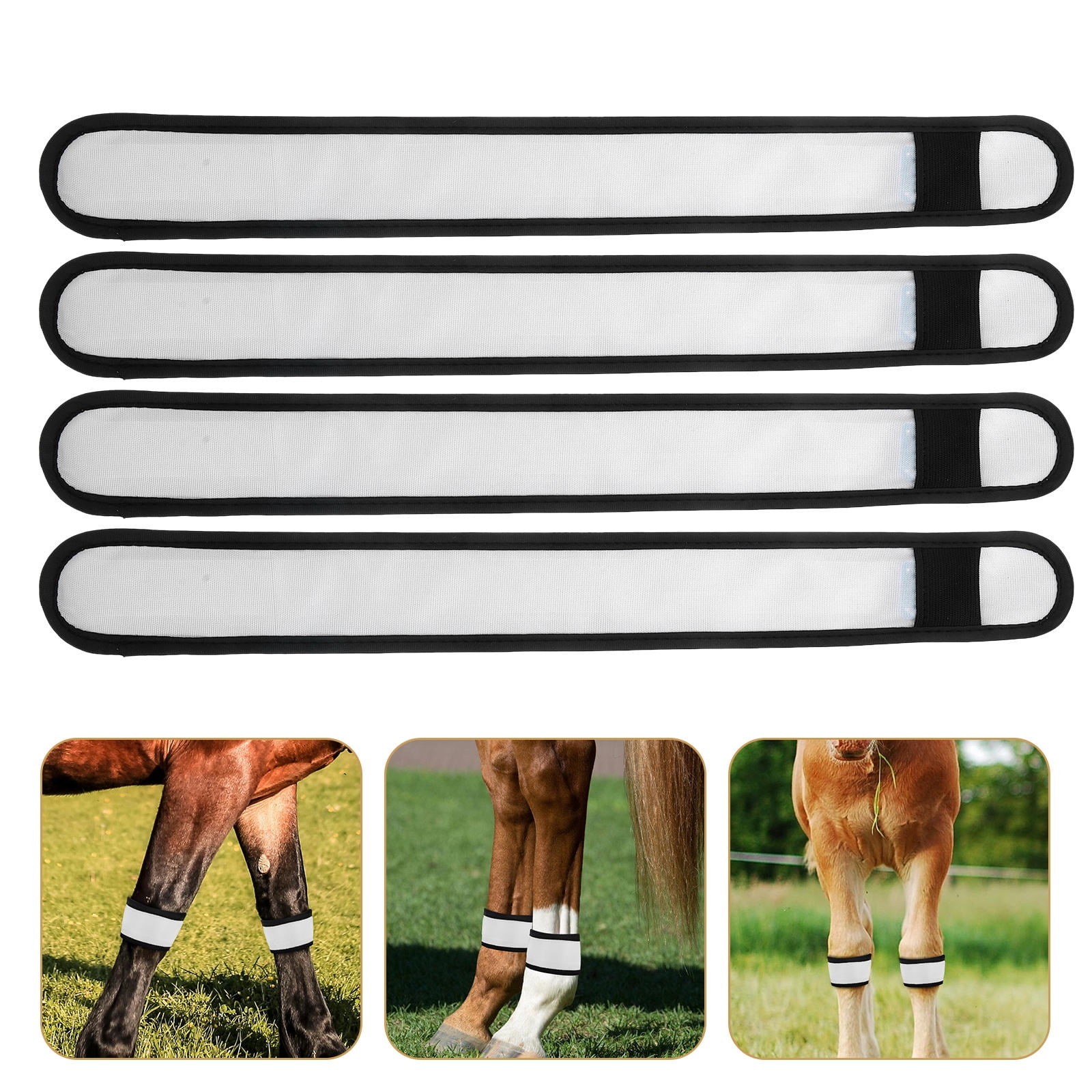 LEORX 4Pcs LED Light Up Horse Leg Band Reflective Equestrian ...