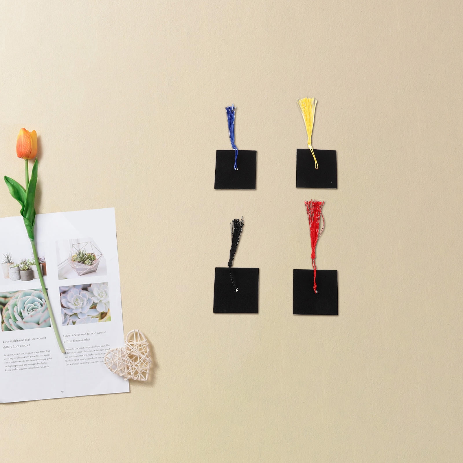 LEORX 4Pcs Mini Graduation Cap for Miniature House Accessories in Black ...