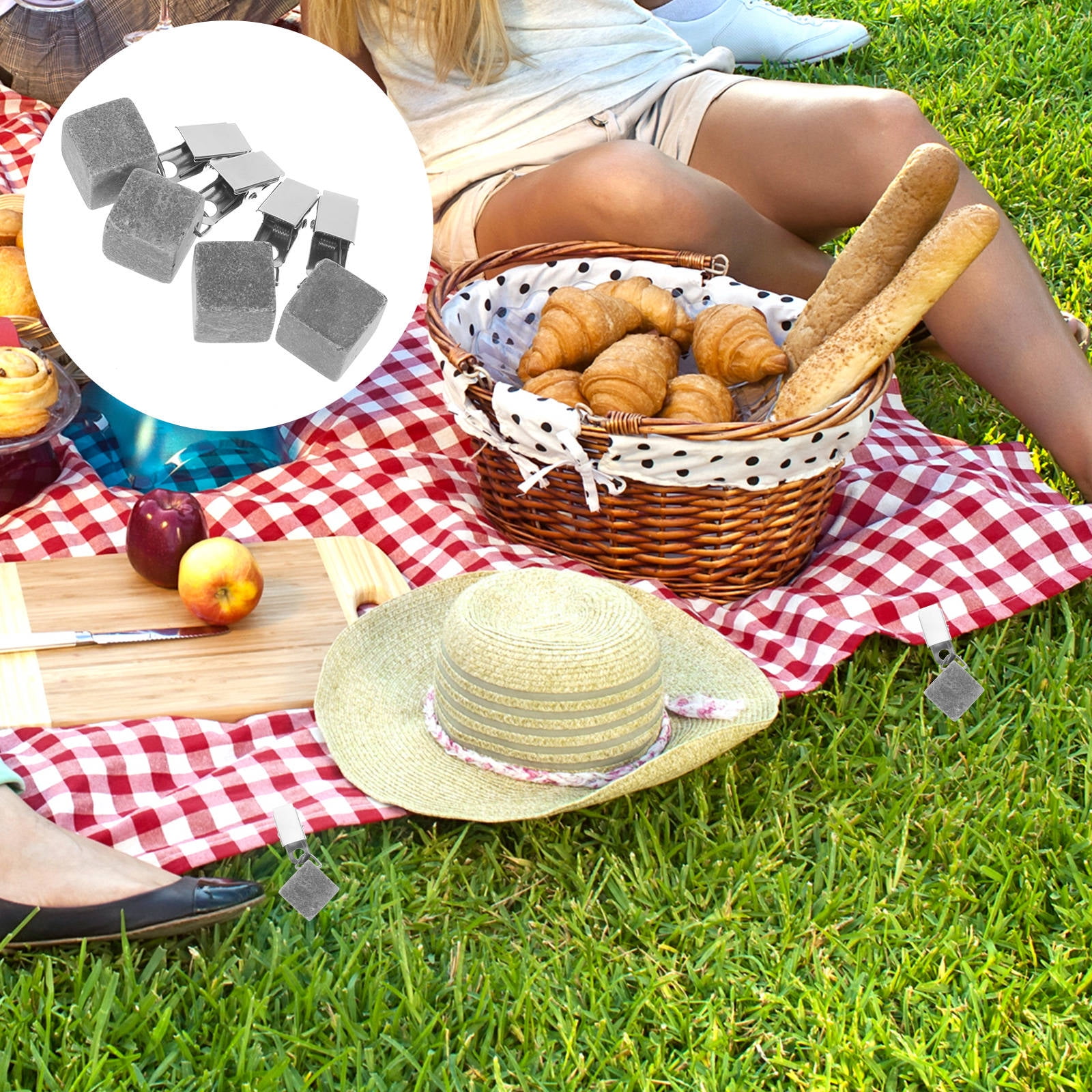 LEORX 4Pcs Outdoor Tablecloth Weights Grey Stone Iron for Home Party ...